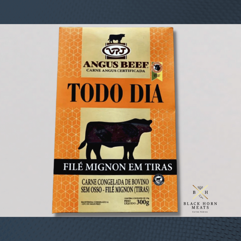 Tiras de Filé Mignon Angus (linha todo o dia) VPJ | Black Horn Meats